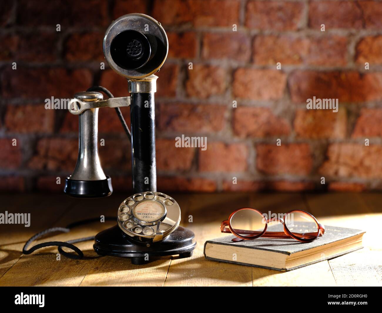 Vintage candlestick telephone black with chrome hand set and dial book ...