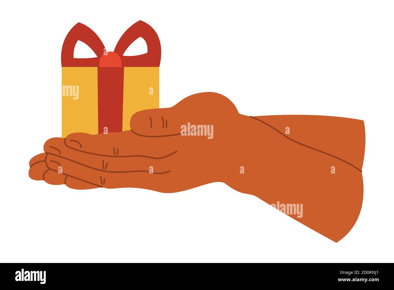 Gift box in hand on a white isolated background. The icon. Present ...