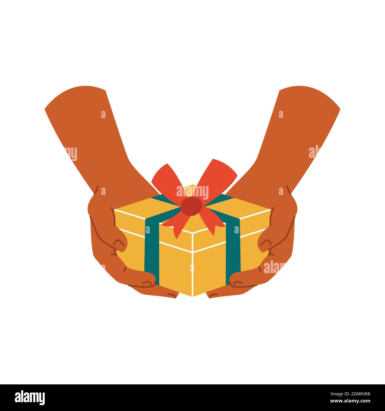 Gift box in hand on a white isolated background. The icon. Present ...