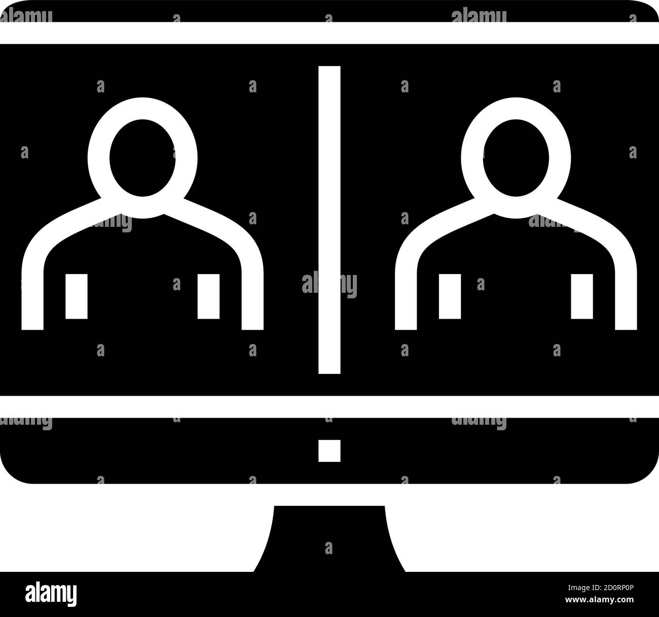 online video calling computer screen glyph icon vector illustration ...