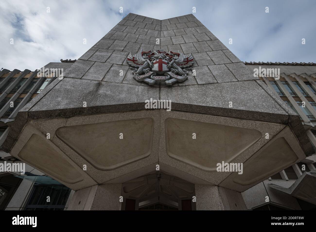 West Wing of the Guildhall with the coat of arms of the City of London ...