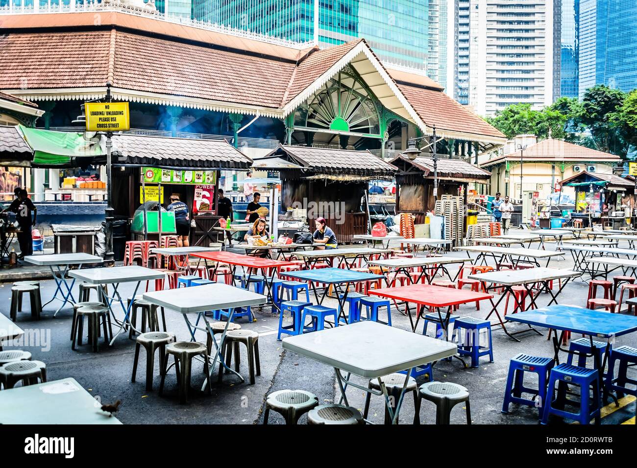 Satay hawker at La Pat Sat Hawker Food Centre at downtown Raffless ...