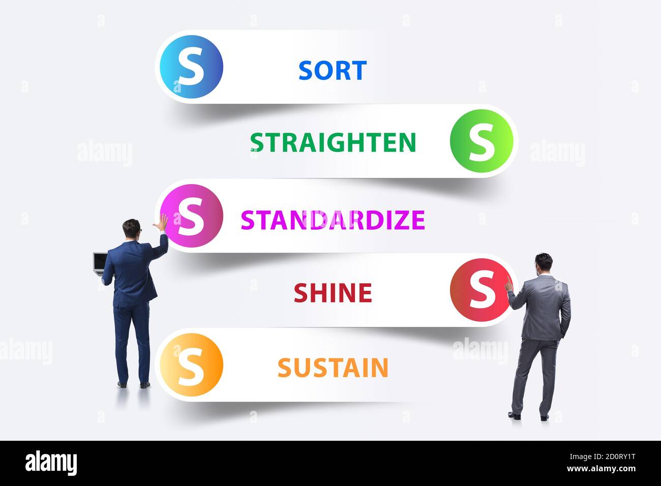Businessman in the 5S workplace organisation concept Stock Photo - Alamy
