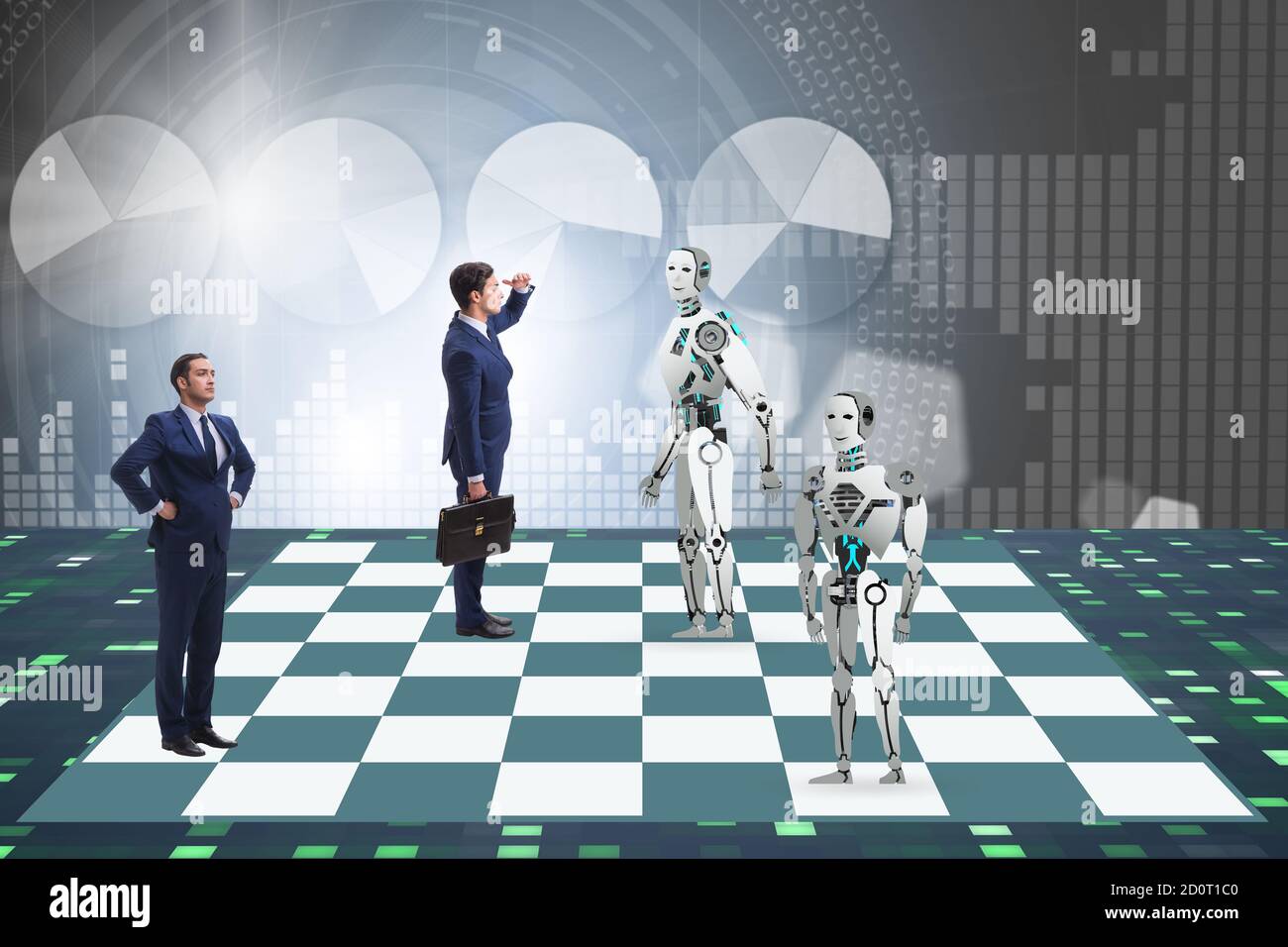 Concept of rivalry between robots and the humans Stock Photo - Alamy