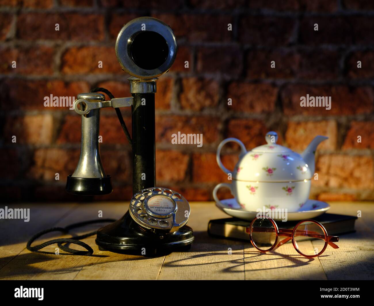 Vintage candlestick telephone black with chrome hand set and dial book ...