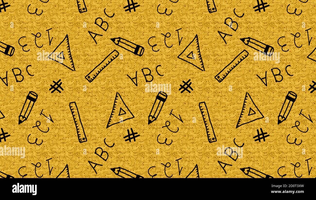Illustration with pencils, rulers and numbers on brown wooden textured ...
