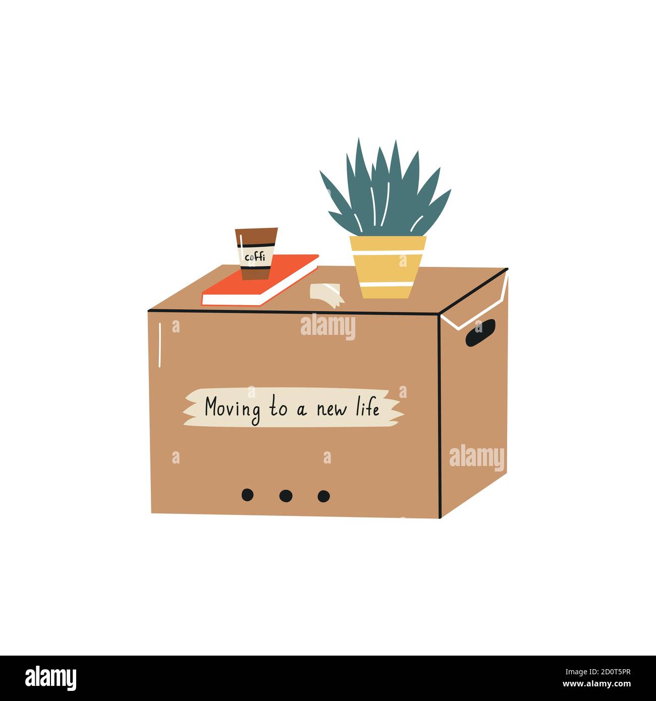 Moving to a new home. The family moved to a new home. Paper cardboard ...