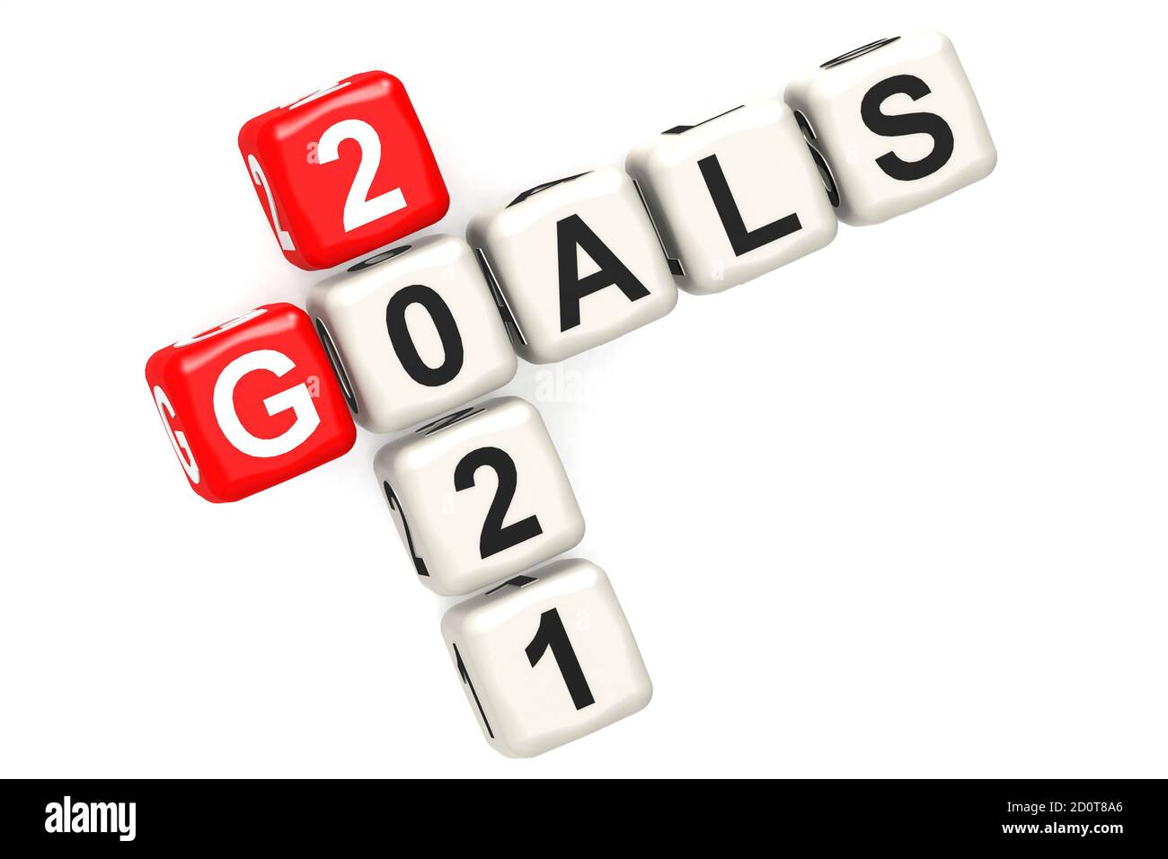 Goals 2021 word concept on cube block isolated, 3d rendering Stock ...