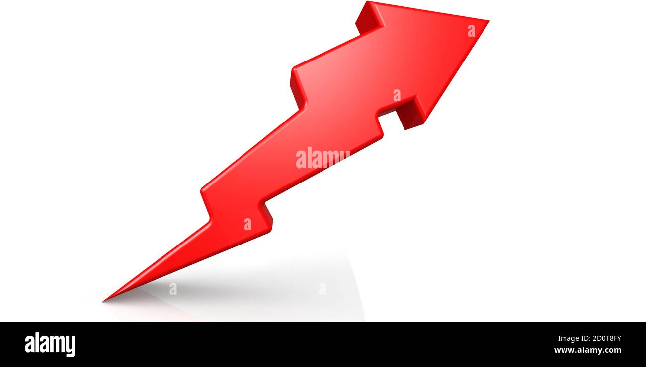 Red arrow growth isolated on white background, 3D rendering Stock Photo ...