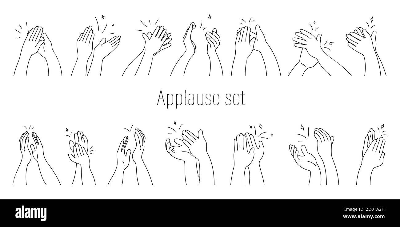 A set of applause on a white background isolated drawn on a tablet ...