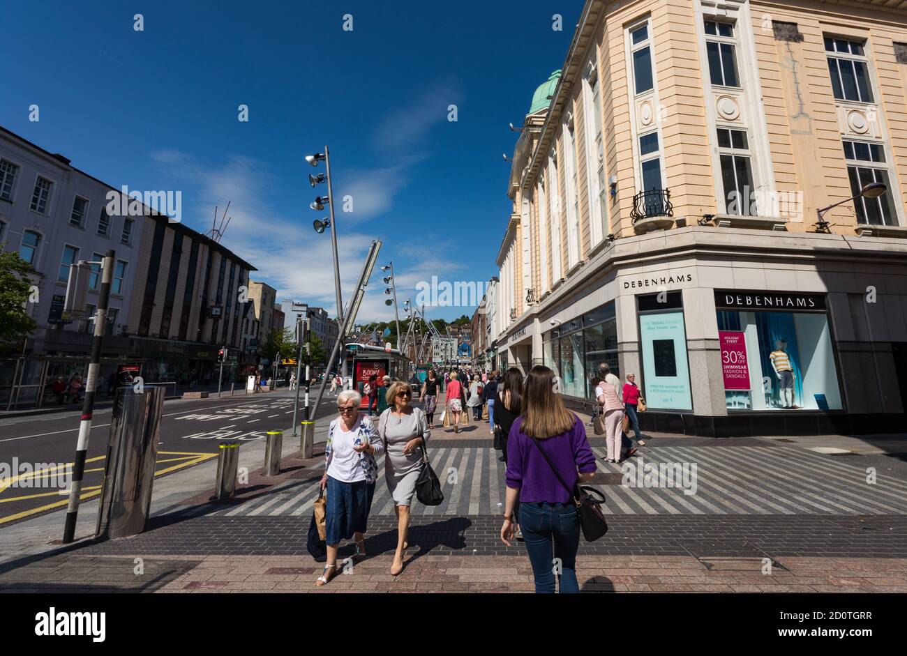 Cork City, Ireland - 18th May, 2018: Scene of busy urban street life on ...