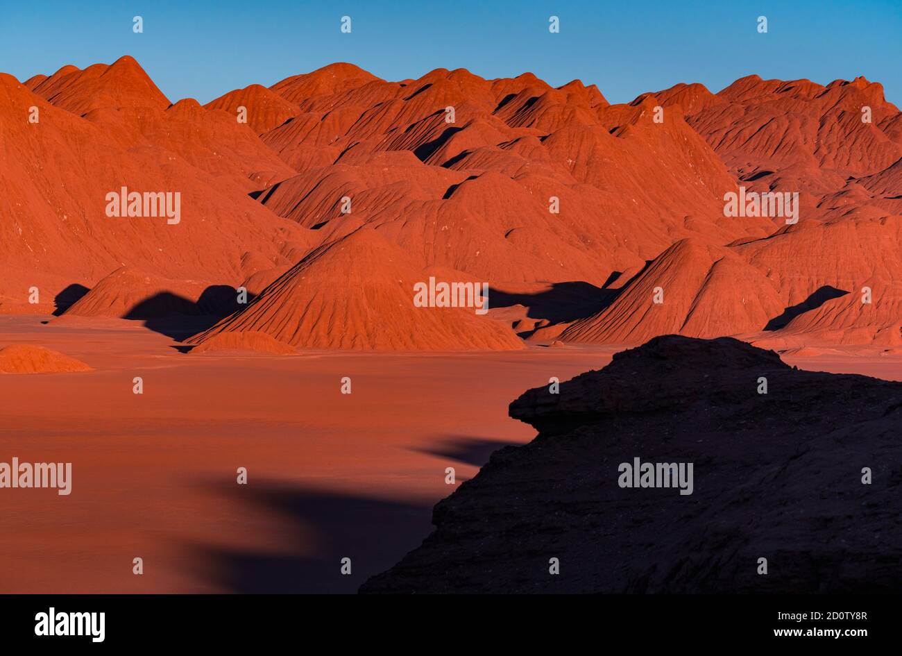 Eroded landscape in the Desierto del Diablo in the Los Colorados area ...