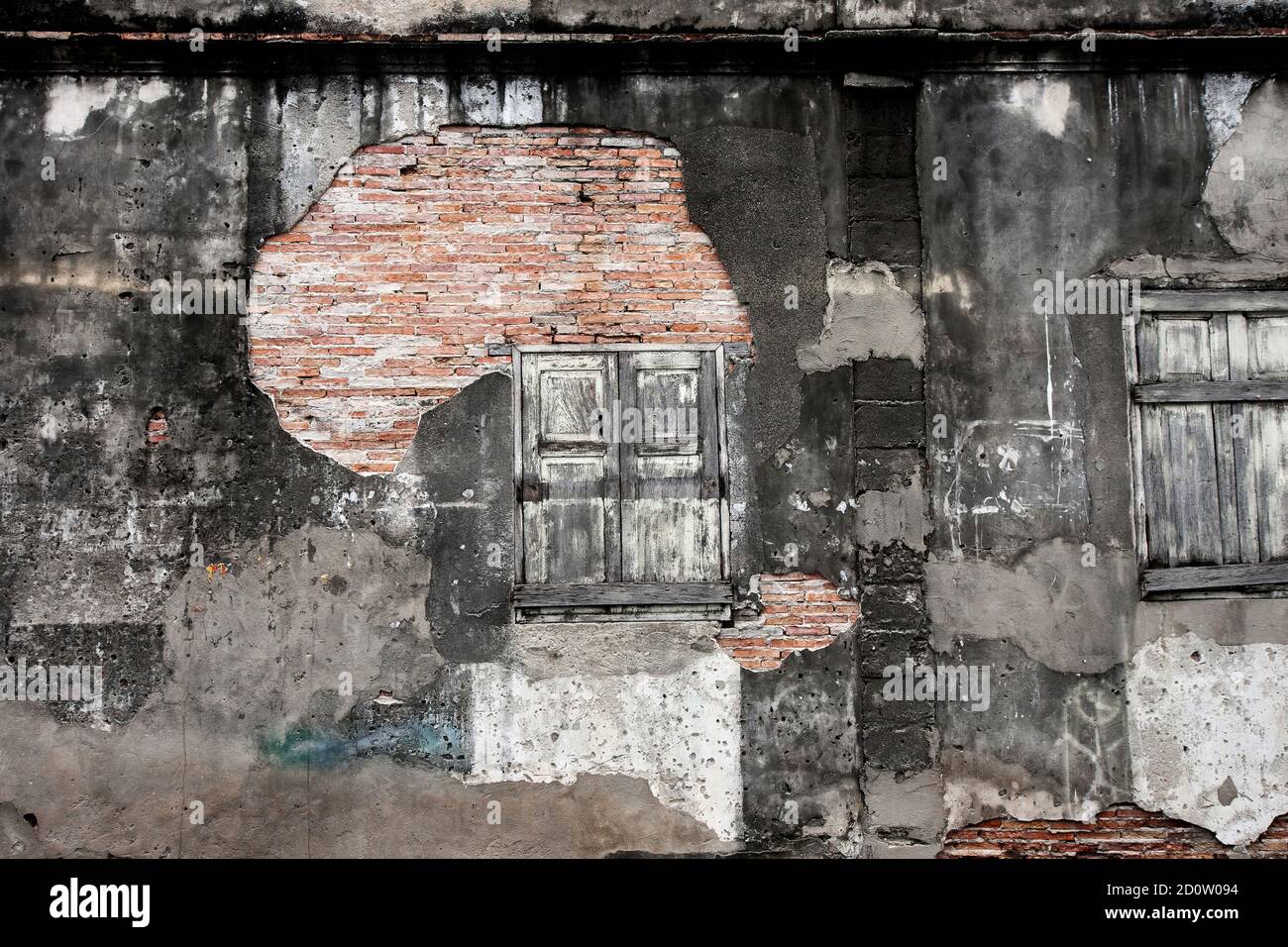 Abandoned brick wall texture of ancient house, abstract rough, cracked ...