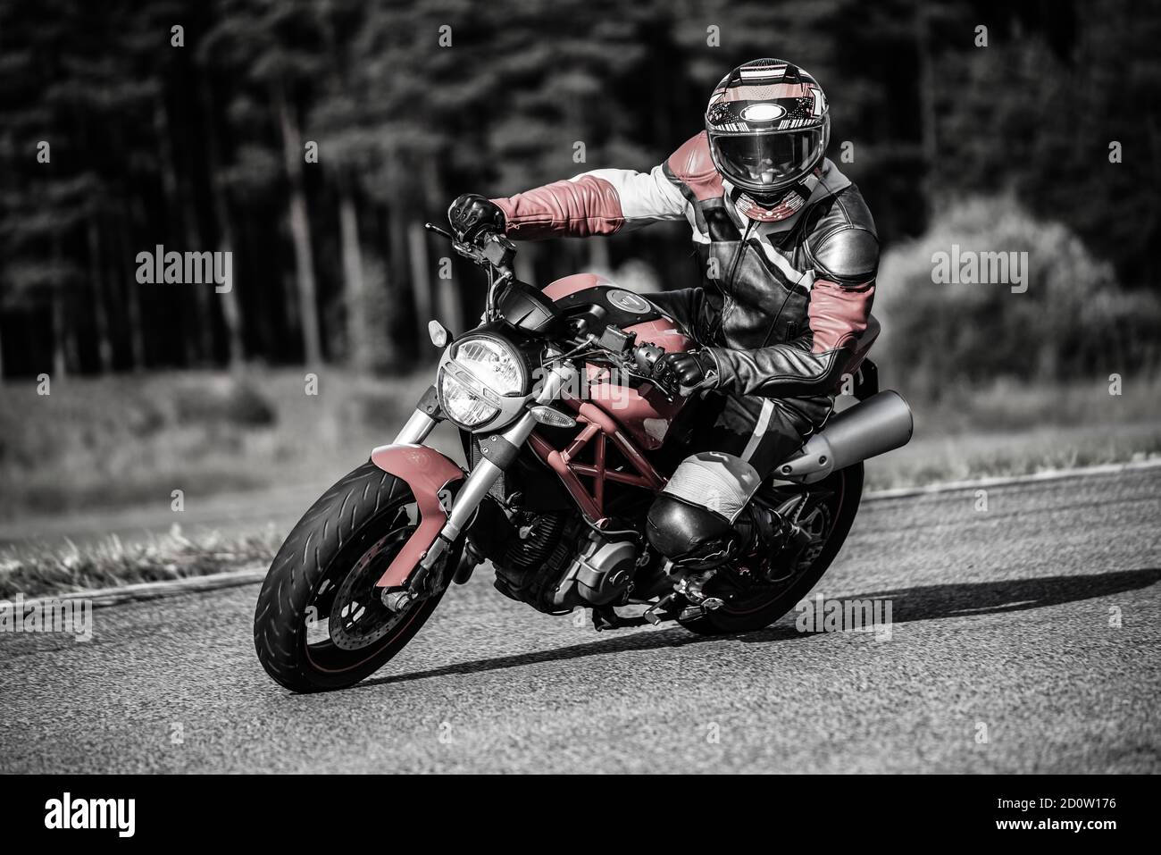 Fast Motorcycle road riding. having fun driving the empty highway on a ...