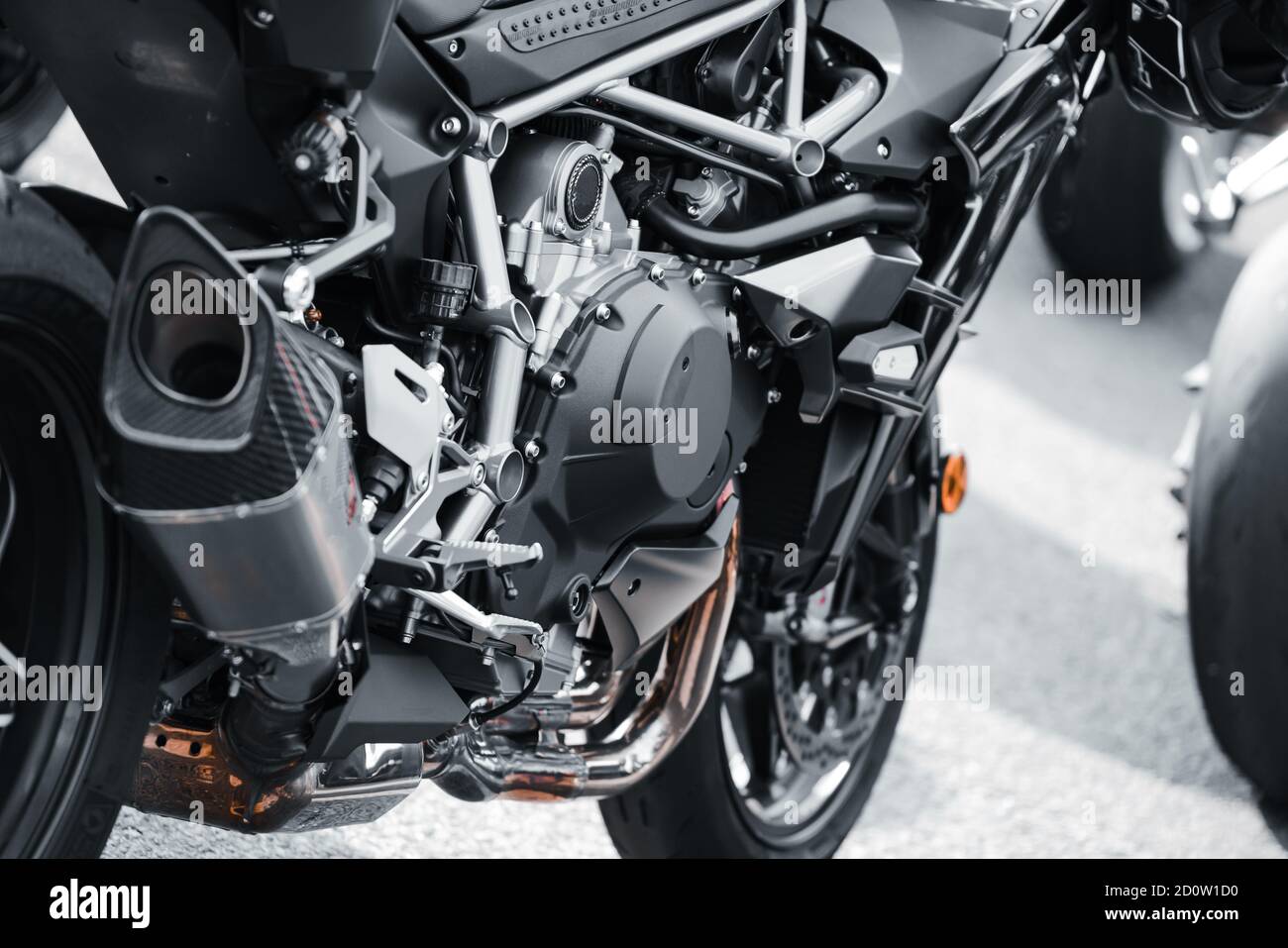 motorcycle parked on the motorcycles parking lot, Closeup of ...