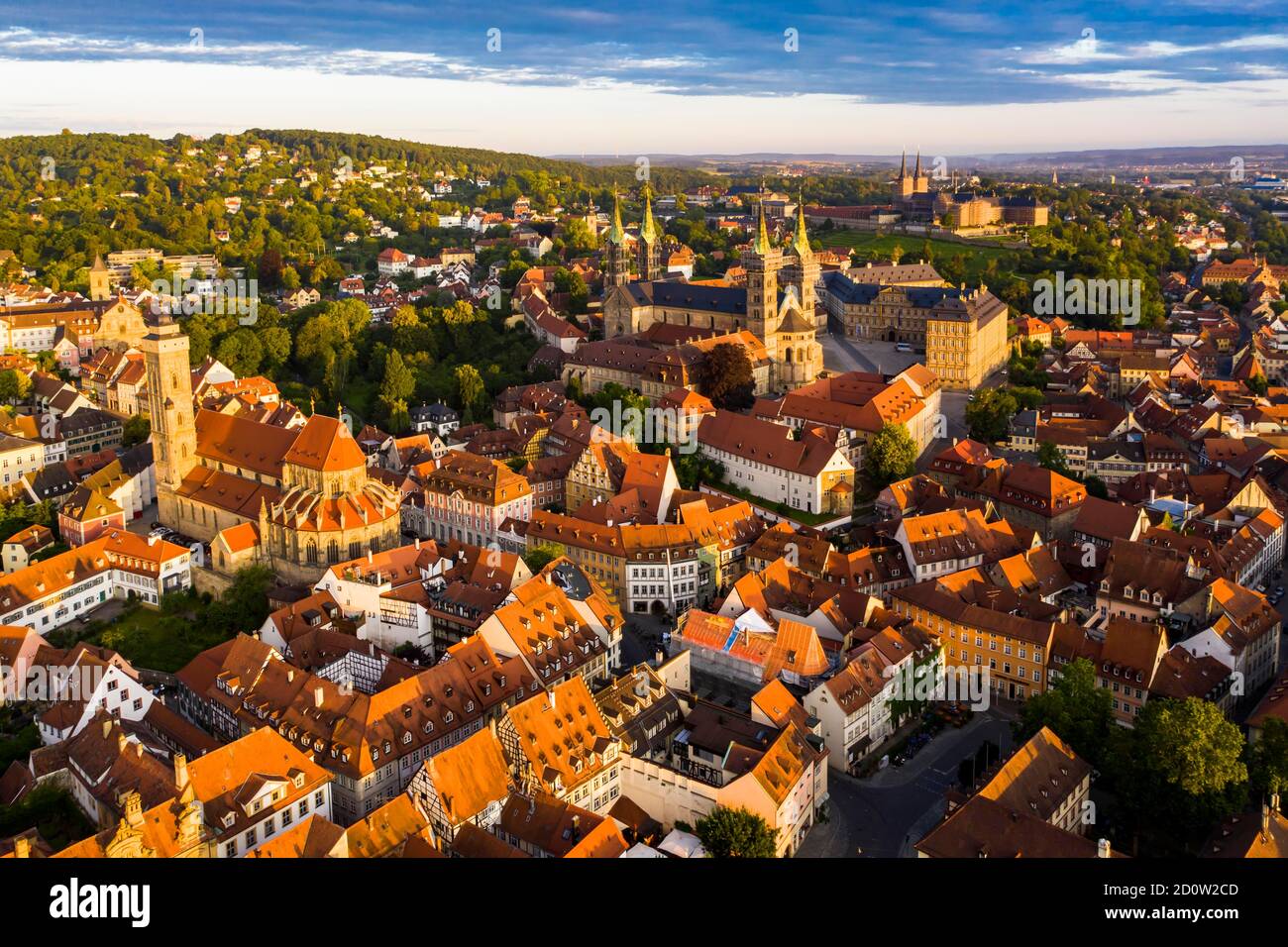 Aerial view, Bamberg Cathedral with new residence, Bamberg, Upper ...