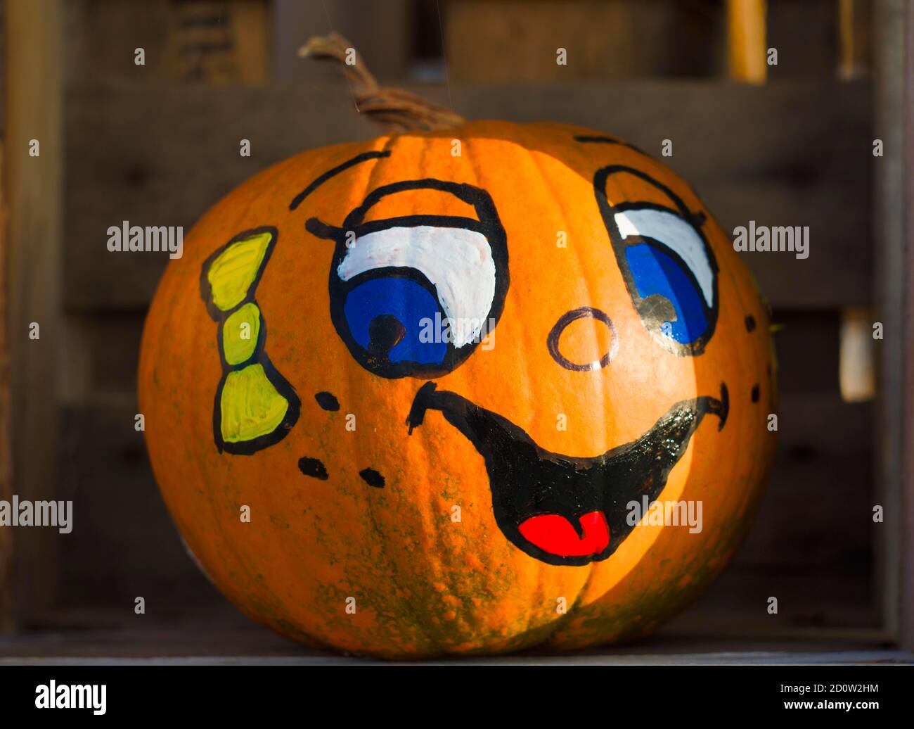 Laughing face painted on pumpkin, Stuttgart, Baden-Württemberg, Germany ...