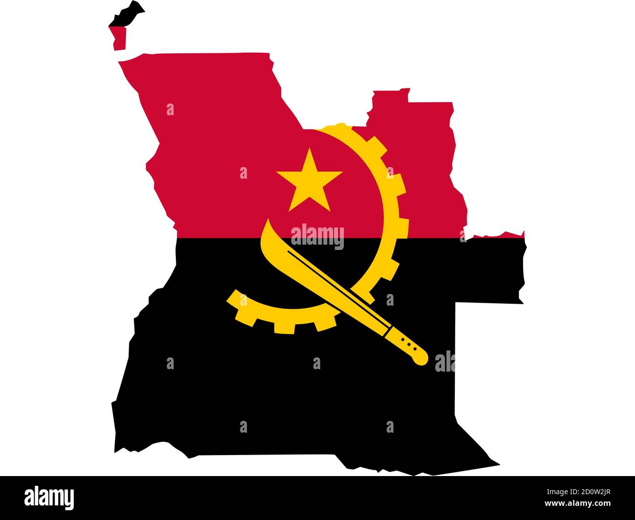 Flag in form form of the geographical country, Angola, Sub-Saharan ...