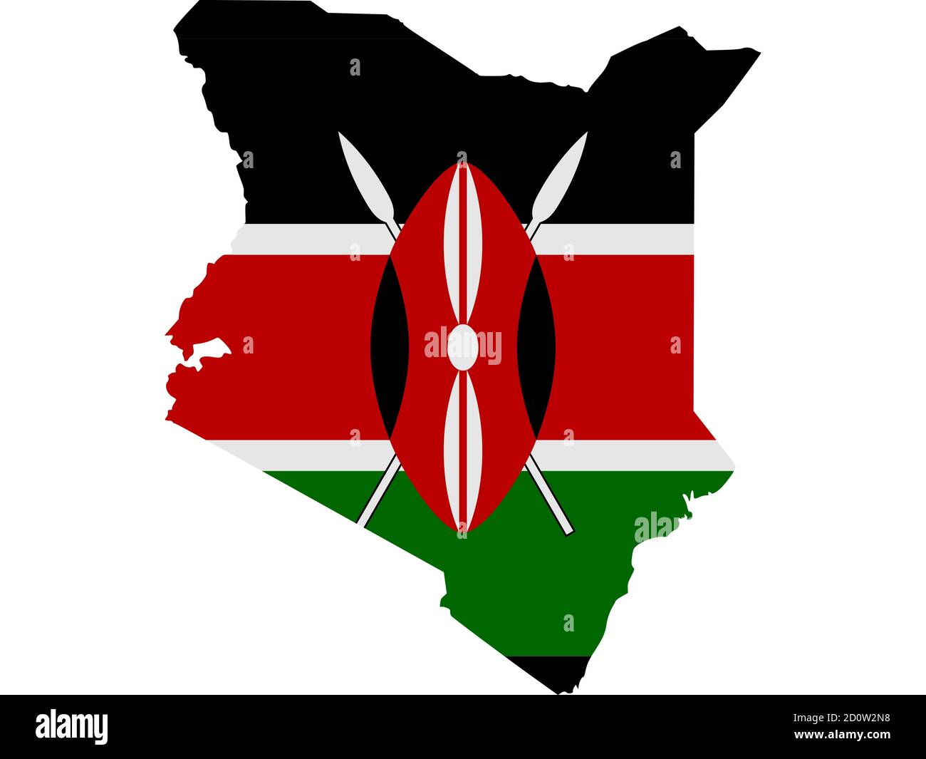 Flag in form form of the geographical country, Kenya, Sub-Saharan ...