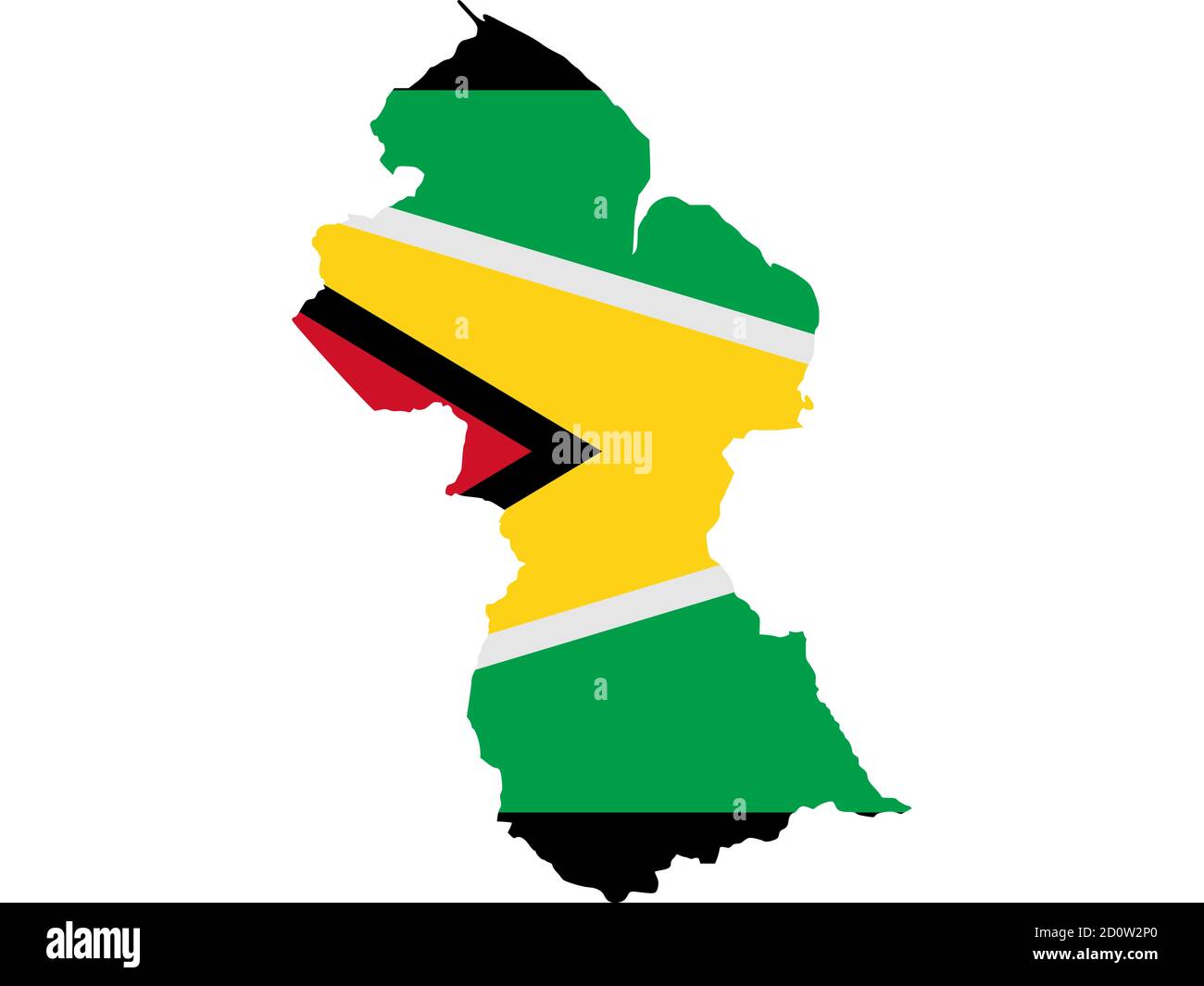 Flag in form form of the geographical country, Guyana, Latin America ...