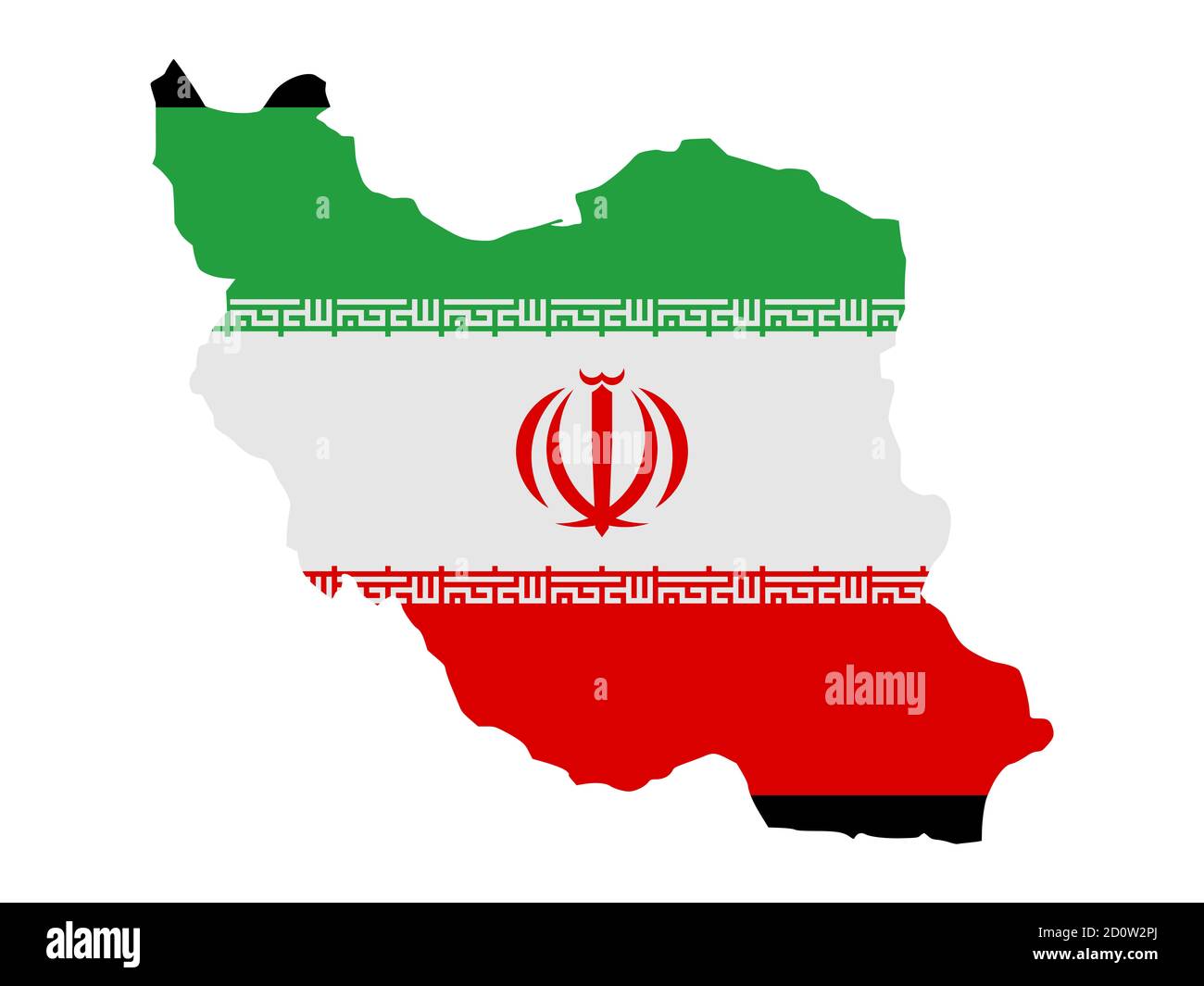 Flag in form form of the geographical country, Iran (Islamic Republic ...