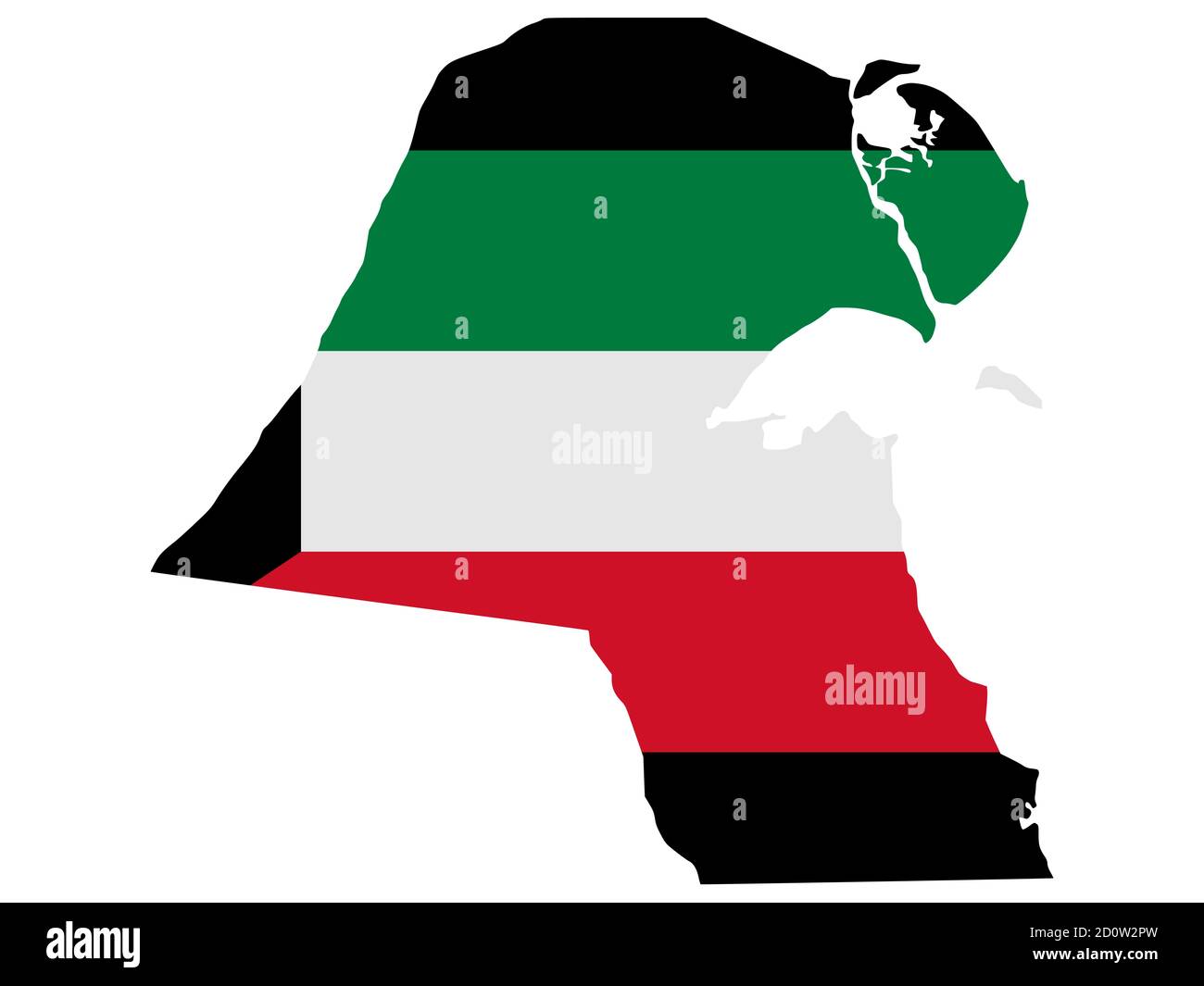 Flag in form form of the geographical country, Kuwait, Western Asia ...