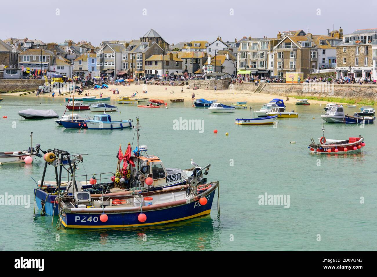 Fishing boats in the picturesque port of St Ives, Cornwall, United ...
