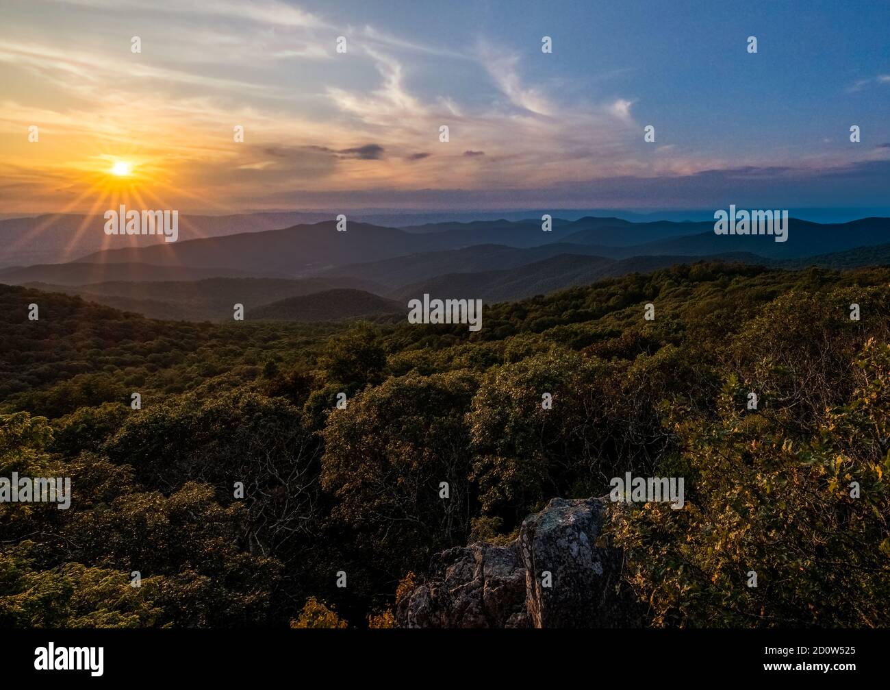 Sunsets and waterfalls along the Blue Ridge Parkway, Virginia, USA ...