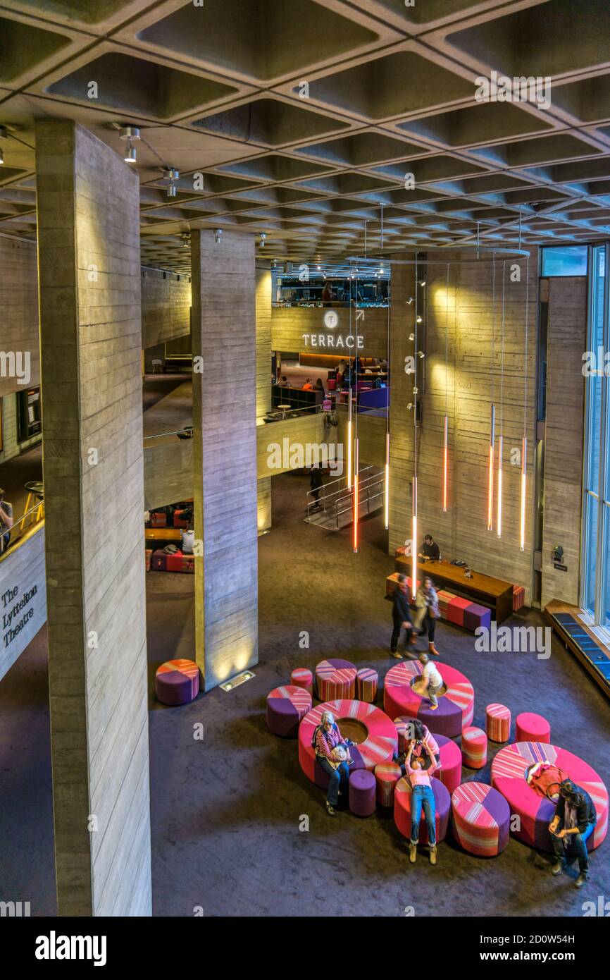 Part of the Lyttelton foyer atrium at the National Theatre, designed by ...