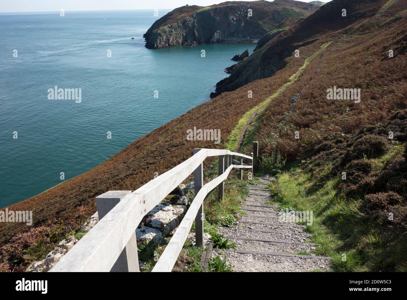 Steep steps along the Anglesey Coastal Path on the north of the island ...