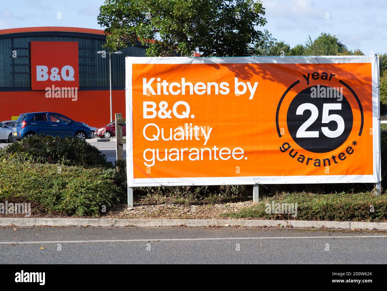 B&Q advertising poster outside store at Chippenham, Wiltshire, England ...