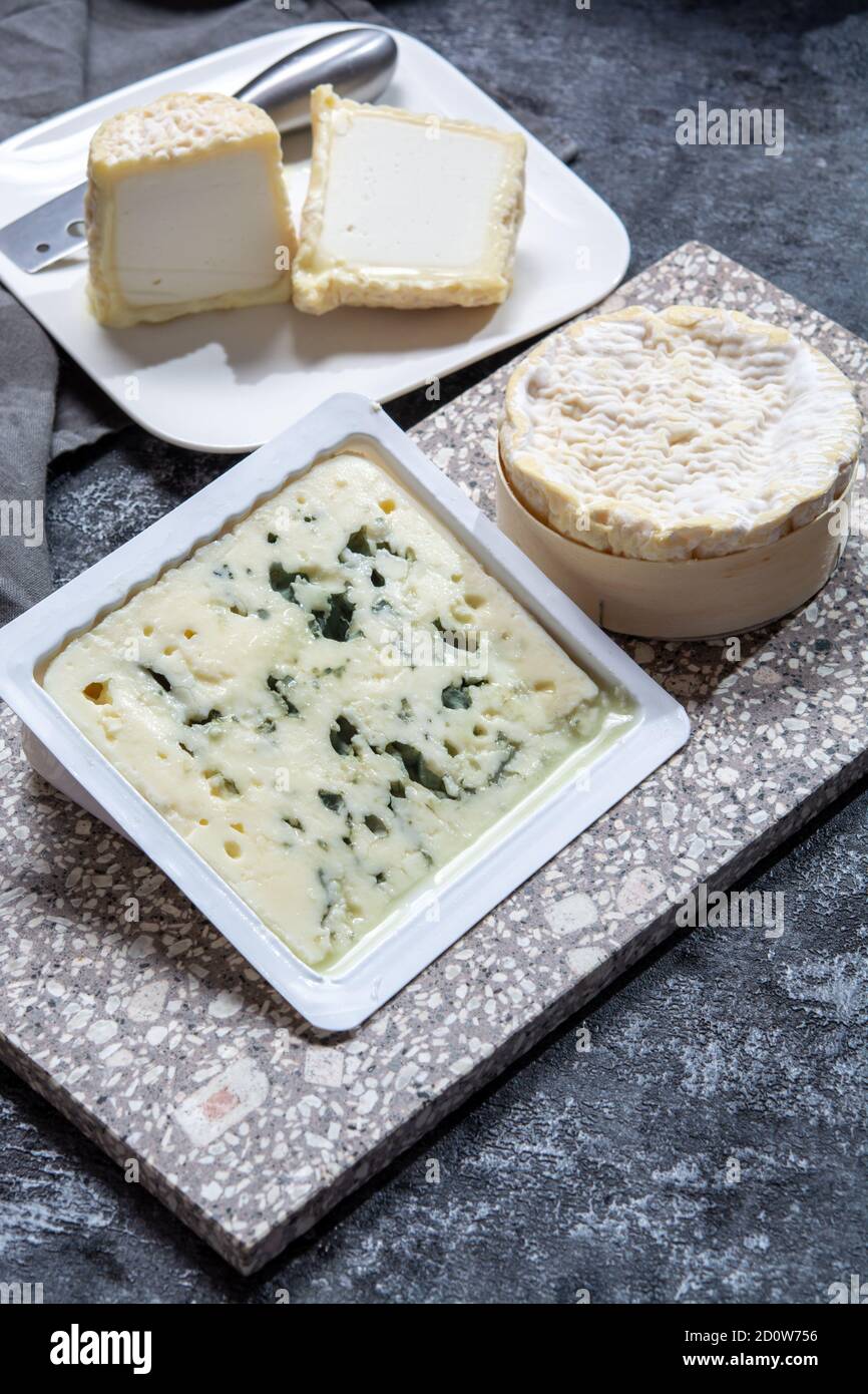 Cheese collection, French cheeses made from goat, cow and sheep melk ...
