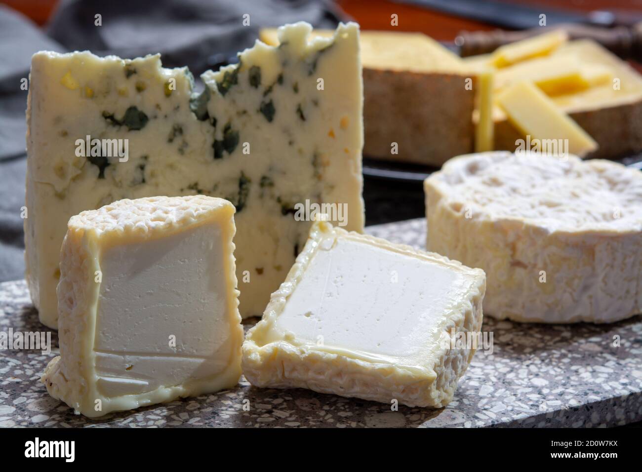 Cheese collection, French cheeses made from goat, cow and sheep melk ...