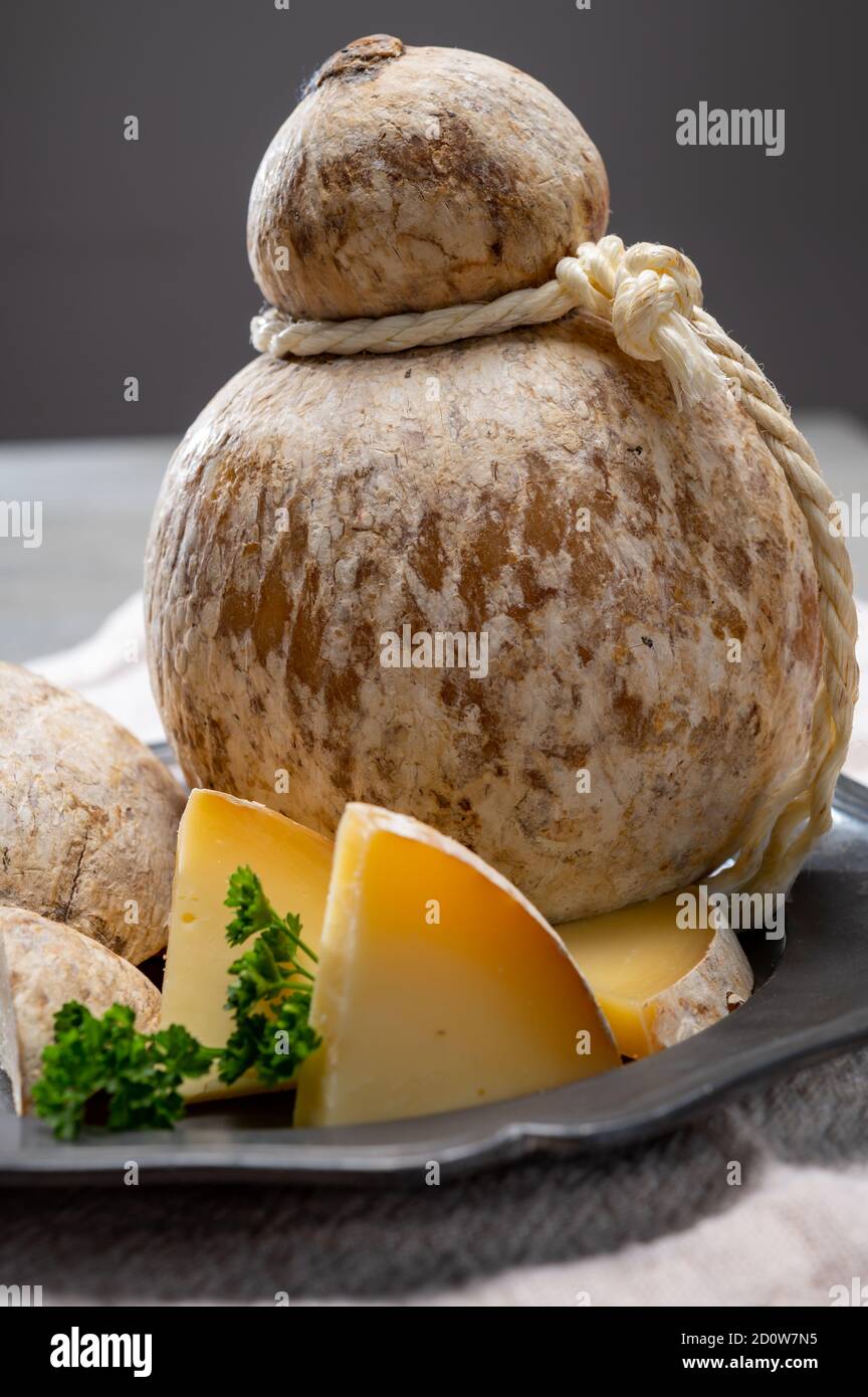 Italian semi hard matured caciocavallo cheese, handmade and aged in ...
