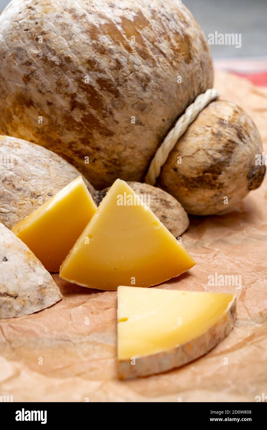 Italian semi hard matured caciocavallo cheese, handmade and aged in ...