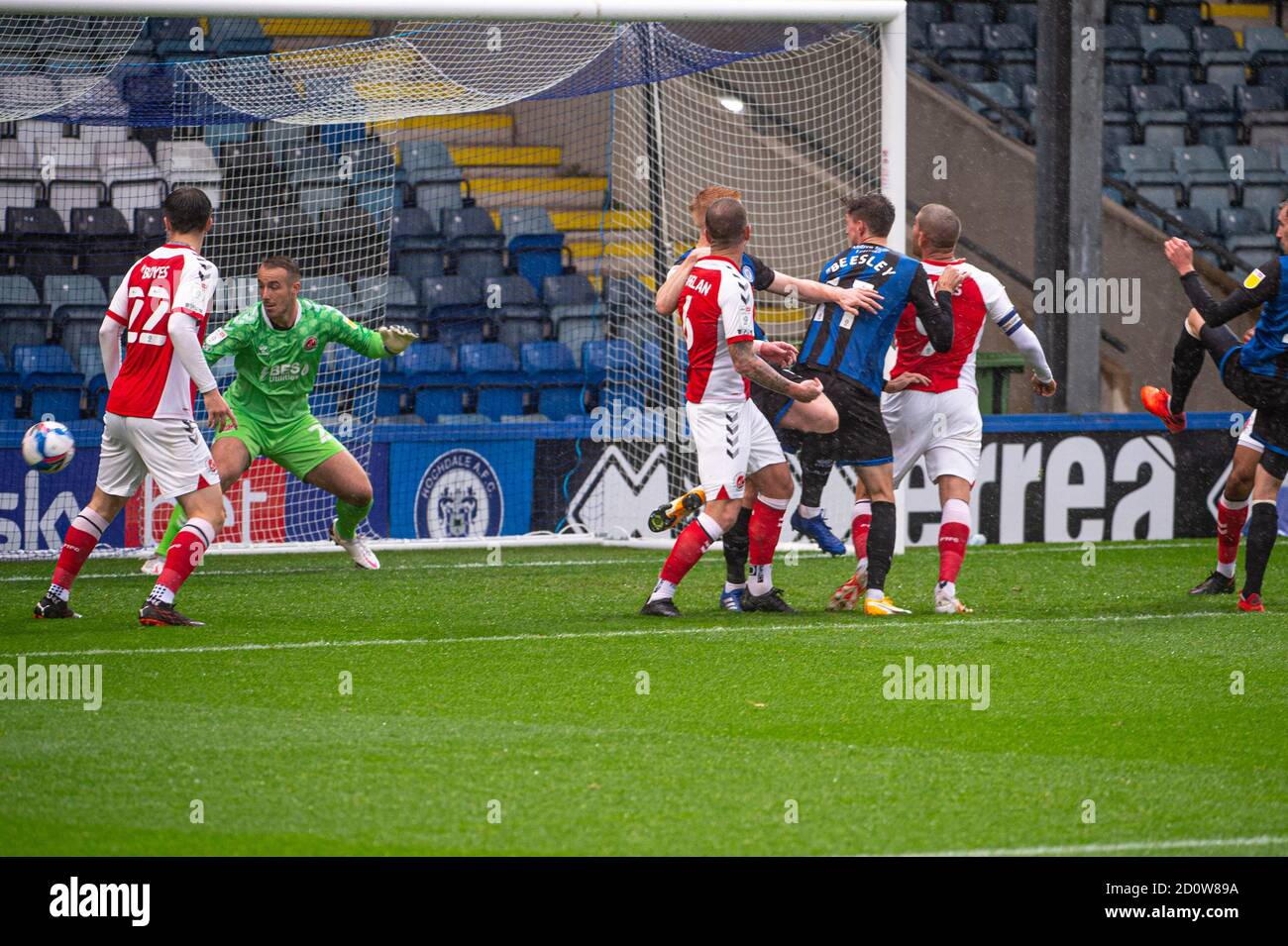 ROCHDALE, ENGLAND. OCTOBER 3RD Matty Lund of Rochdale AFC scores the ...
