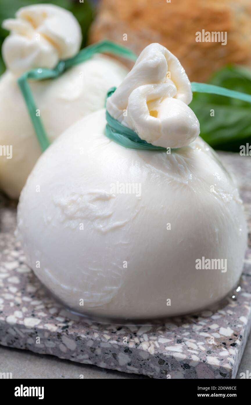 Cheese collection, fresh soft handmade Italian cheese from Puglia ...