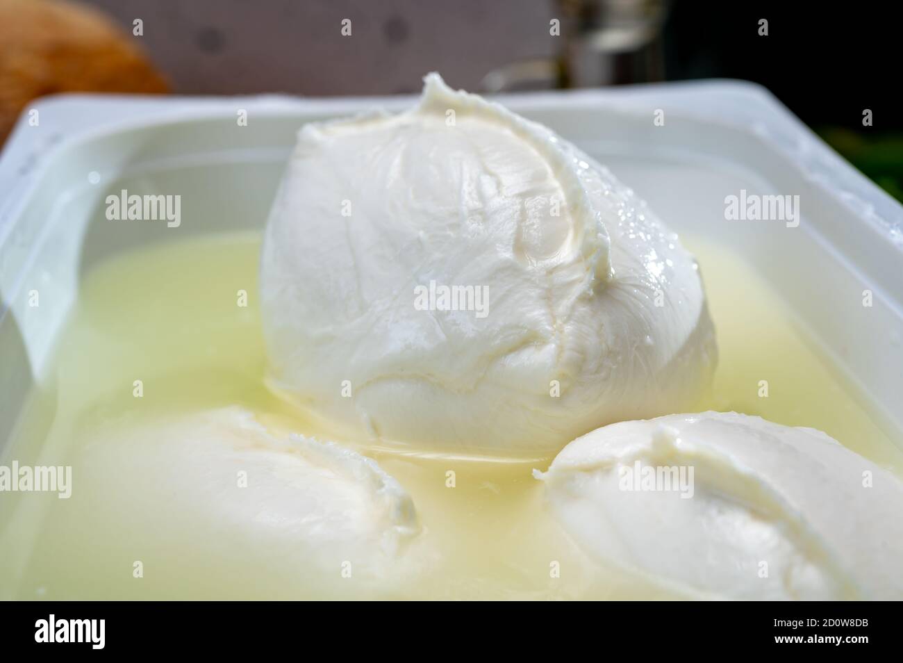 Cheese shop, fresh handmade soft Italian cheese from Campania, white ...