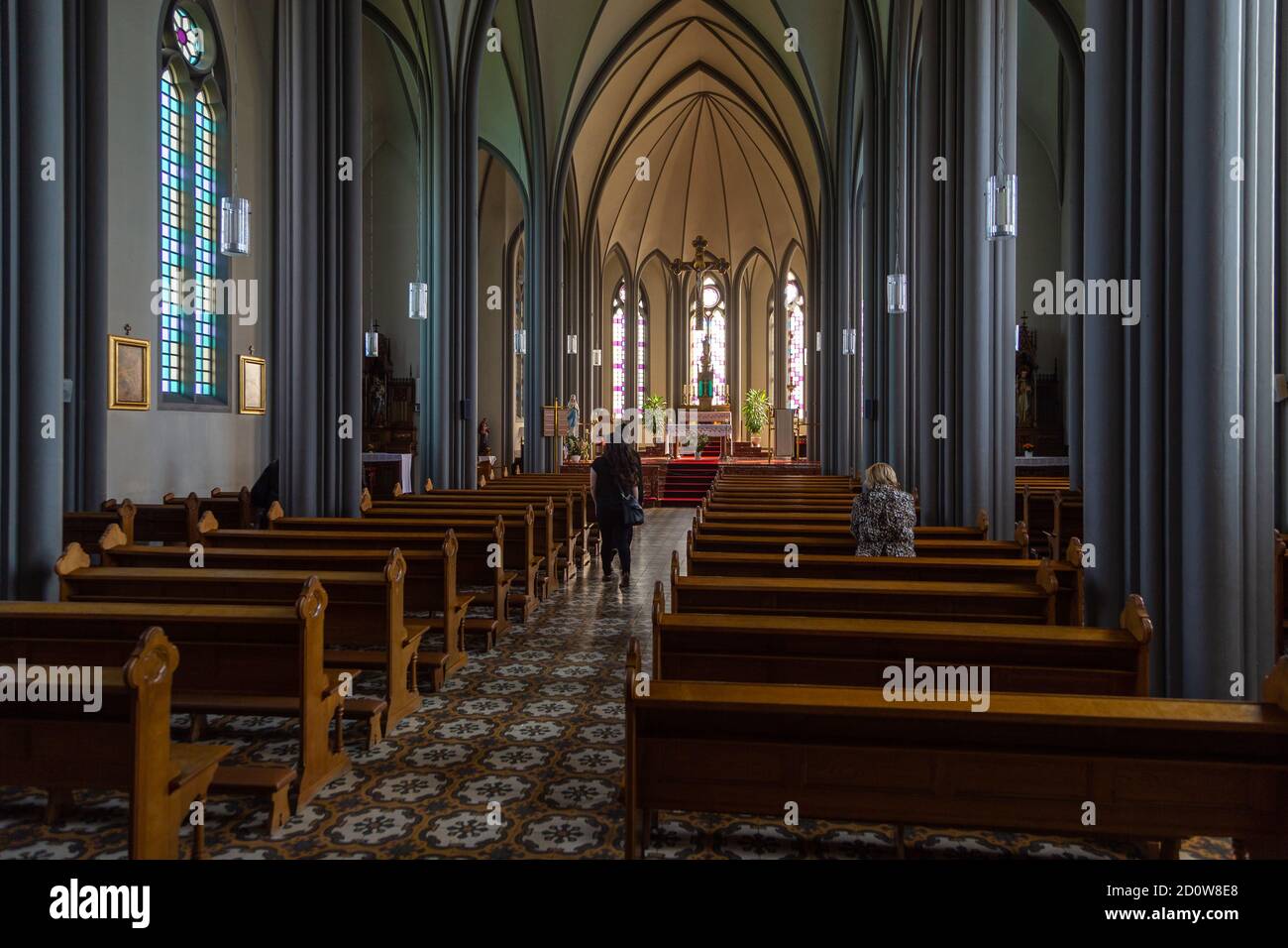 Reykjavik, Iceland- 27 August 2015: Interior and details of Domkirkja ...