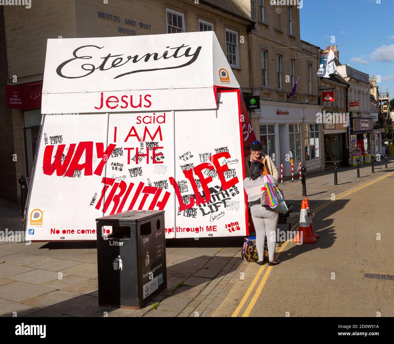Large mobile Christian religious advertising boards in town centre ...