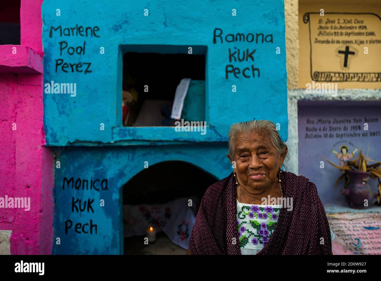 A Mayan woman poses for a picture during the bone cleansing ritual at ...