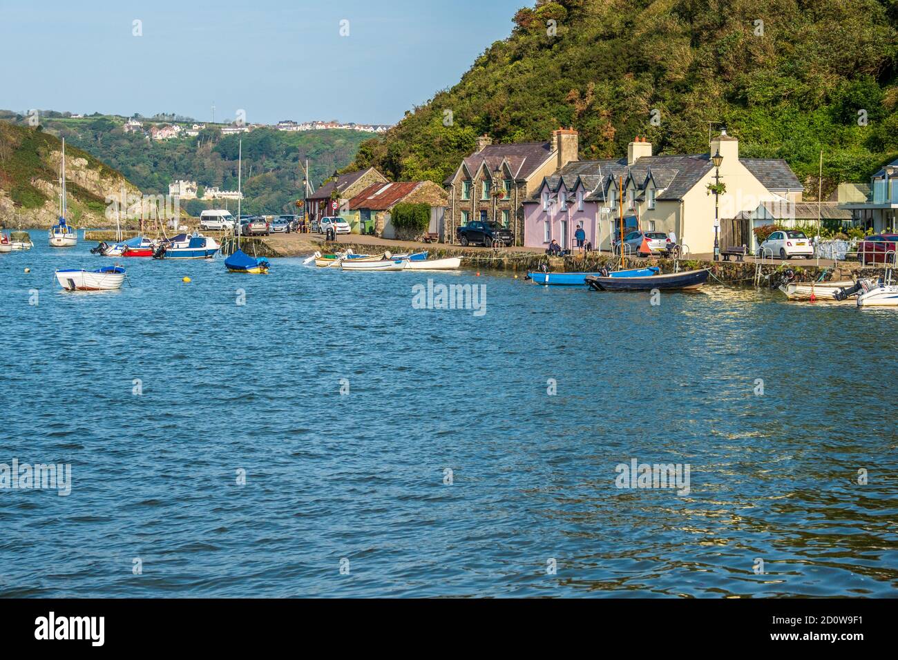 Fishguard Lower Town harbour at high tide, Pembrokeshire Stock Photo ...