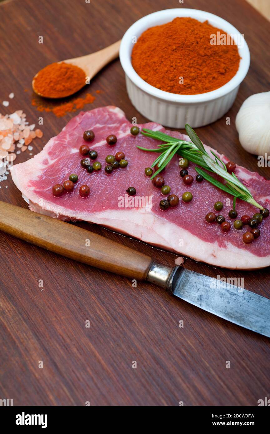 raw uncooked ribeye beef steak Stock Photo - Alamy