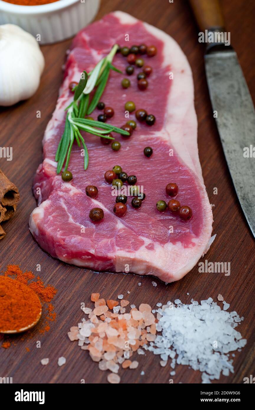 raw uncooked ribeye beef steak Stock Photo - Alamy