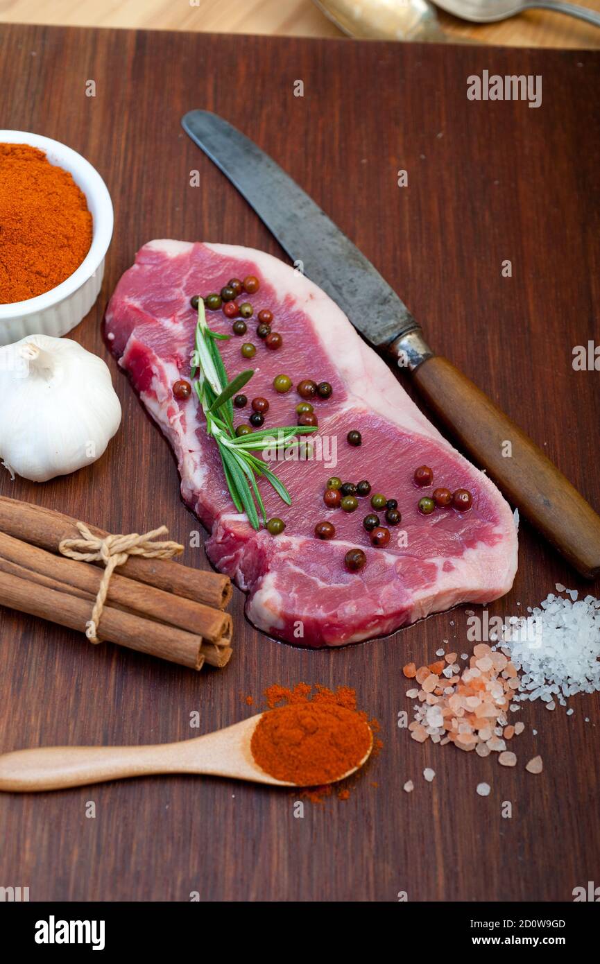 raw uncooked ribeye beef steak Stock Photo - Alamy