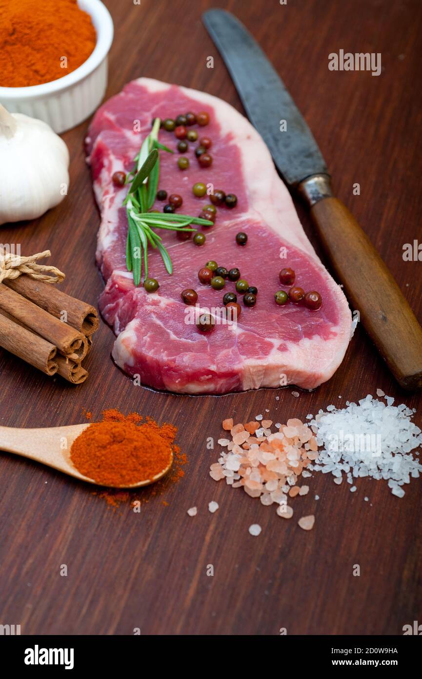 raw uncooked ribeye beef steak Stock Photo - Alamy