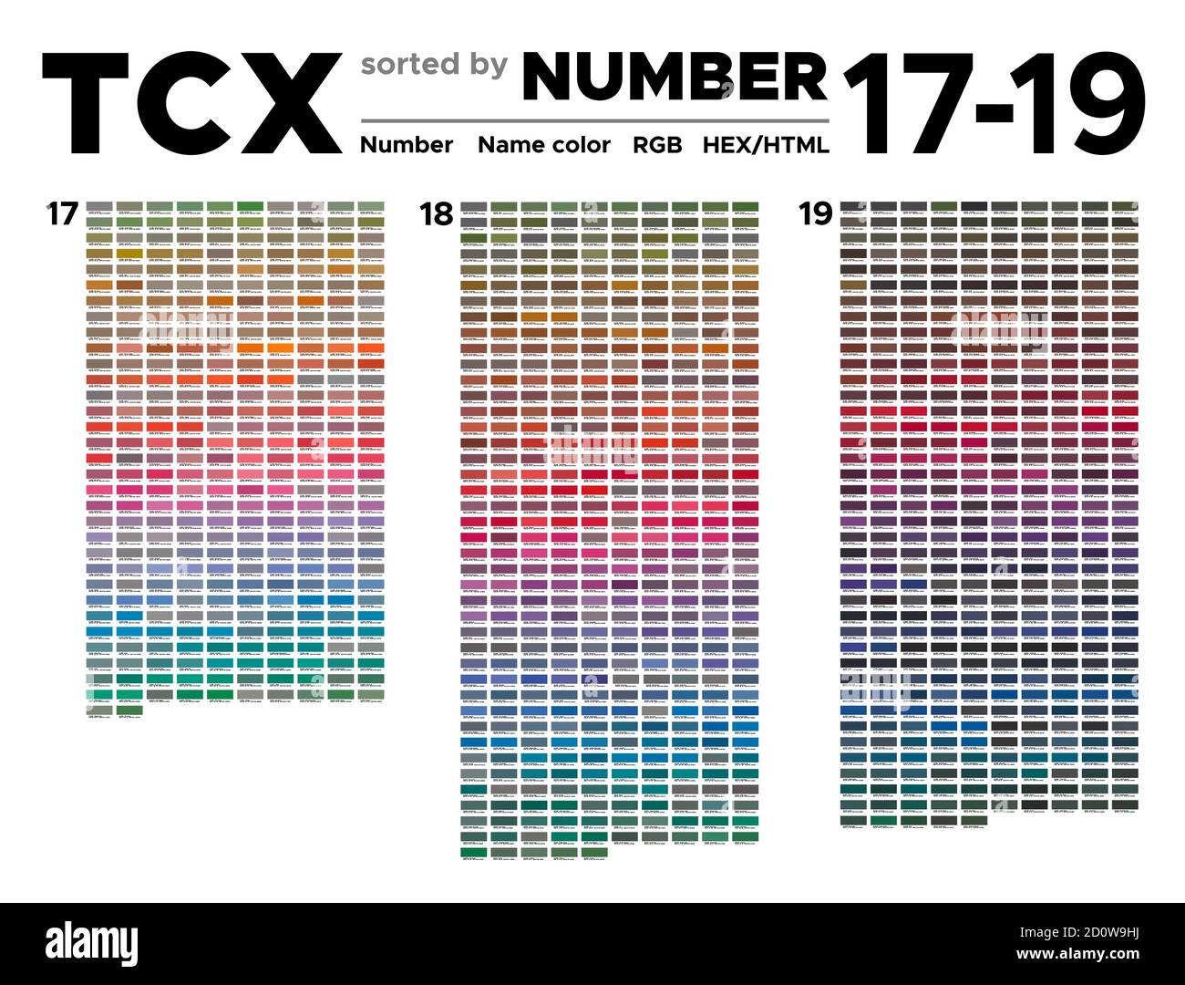 Color Table Pantone Of The Fashion Home And Interiors Colors Sorted By