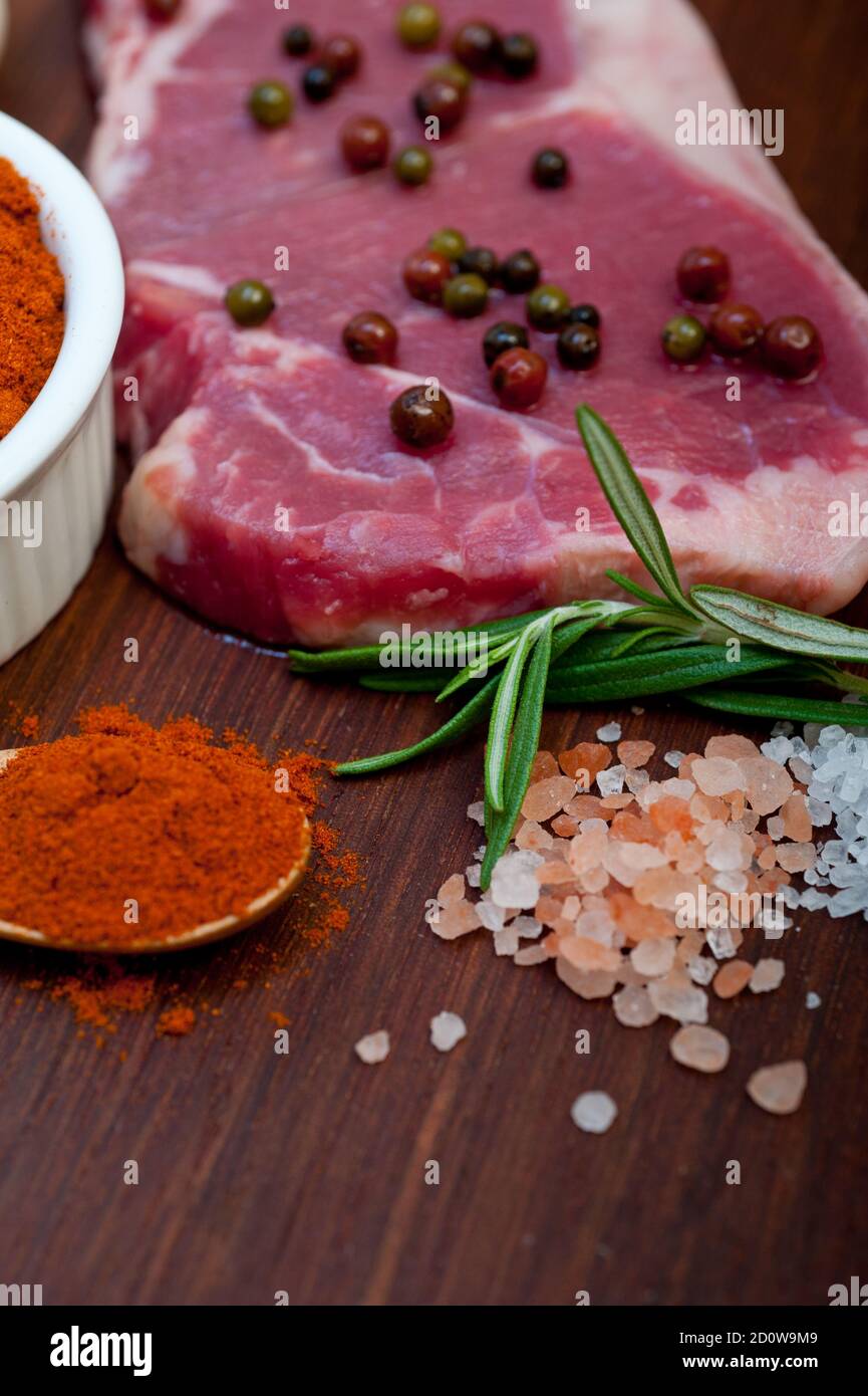 raw uncooked ribeye beef steak Stock Photo - Alamy