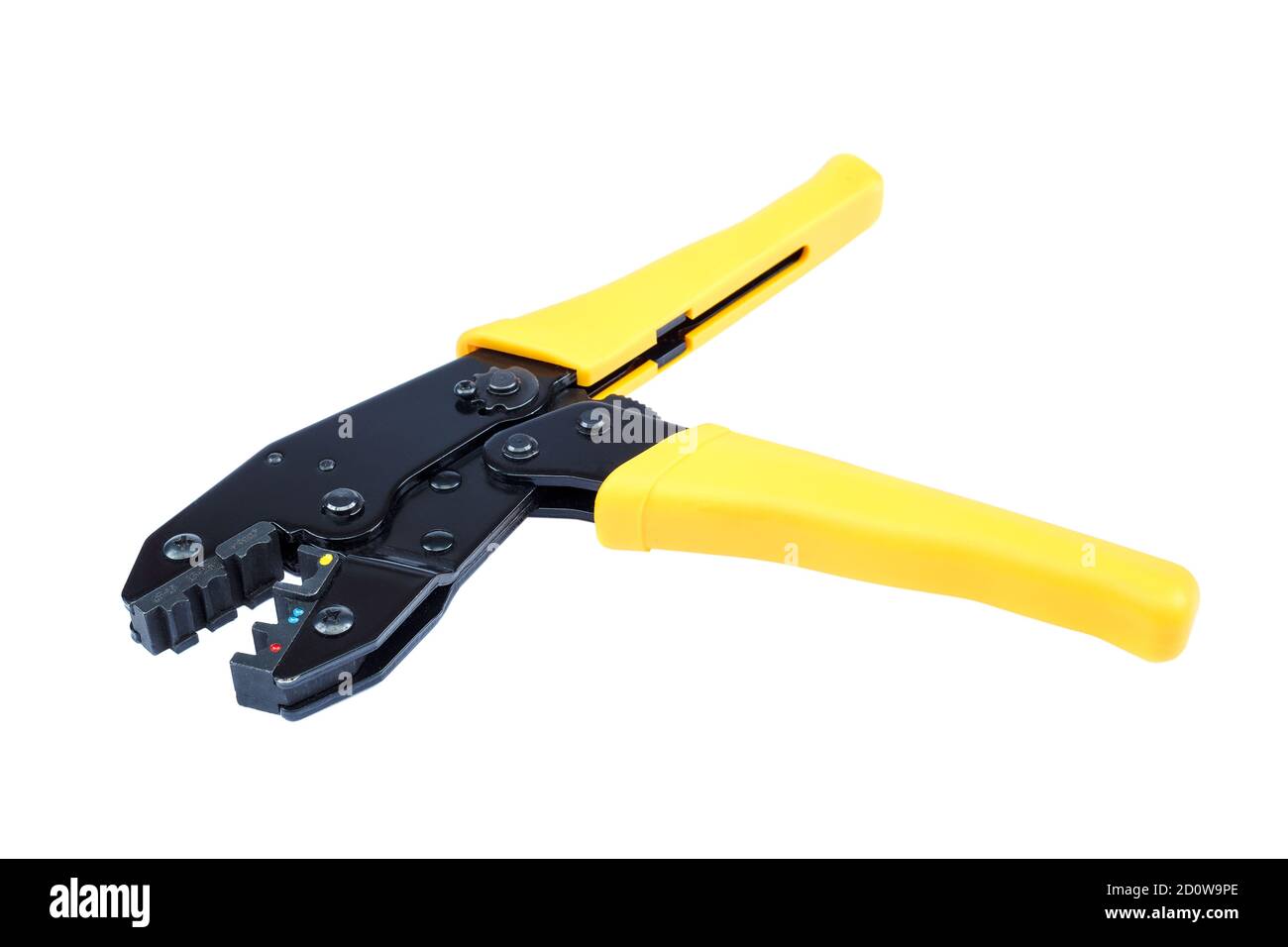 Tool for crimping electrical wires isolated on white background Stock ...