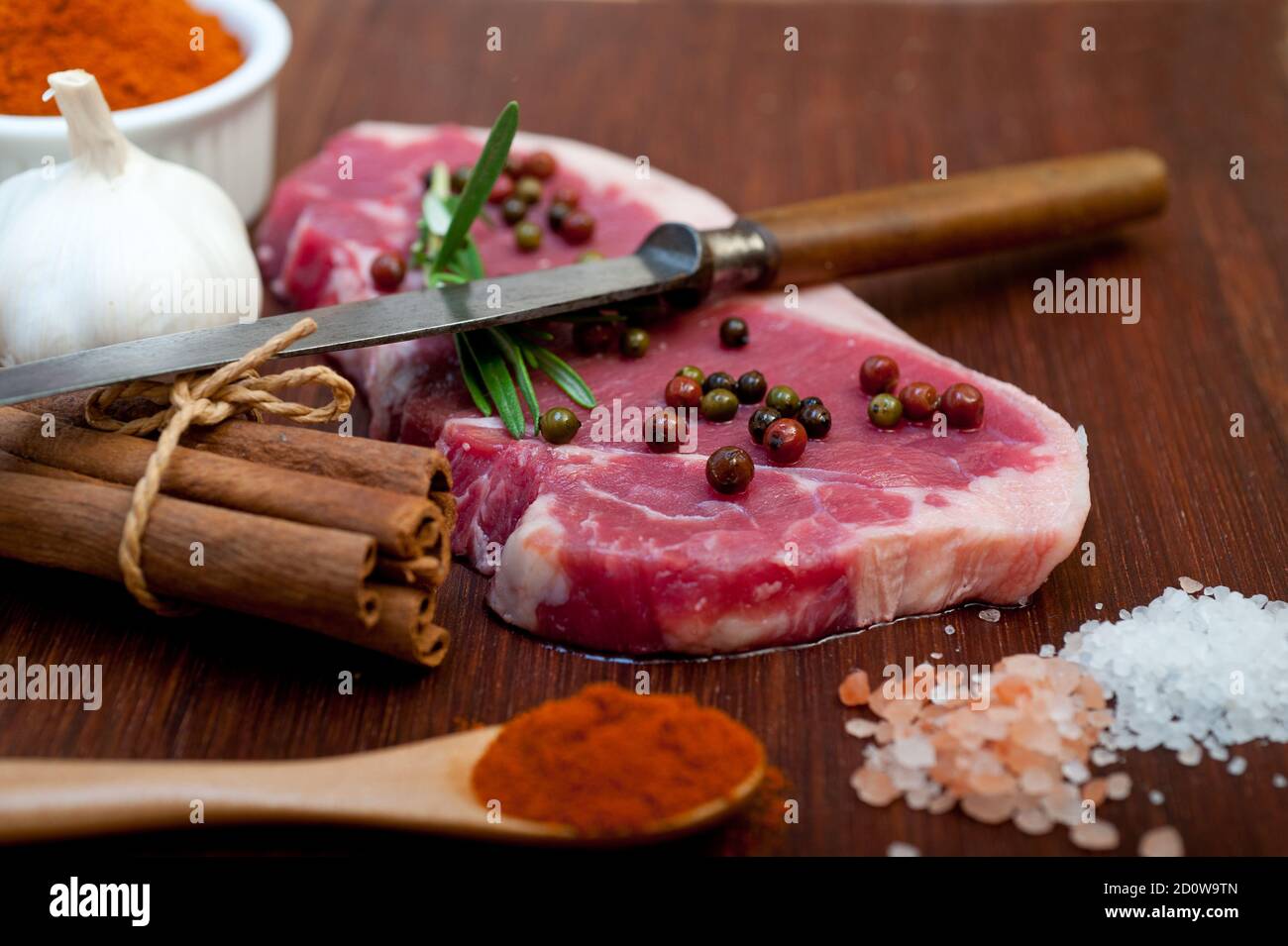 raw uncooked ribeye beef steak Stock Photo - Alamy